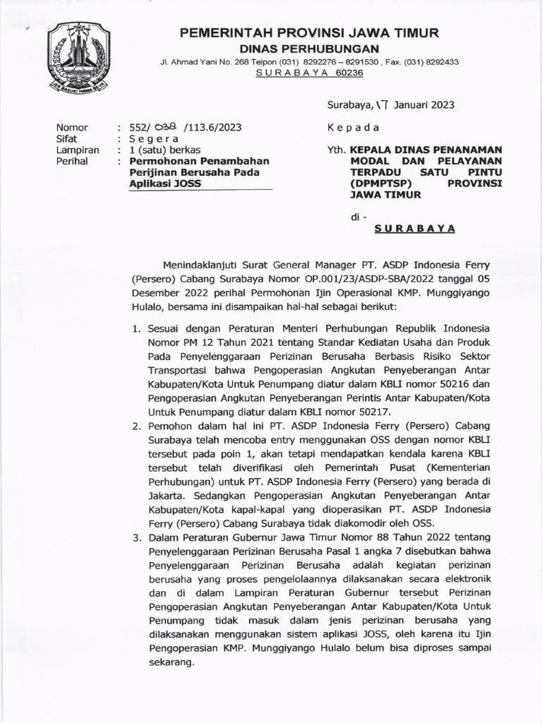 Surat Permohonan Penambahan Pada Aplikasi JOSS | PDF