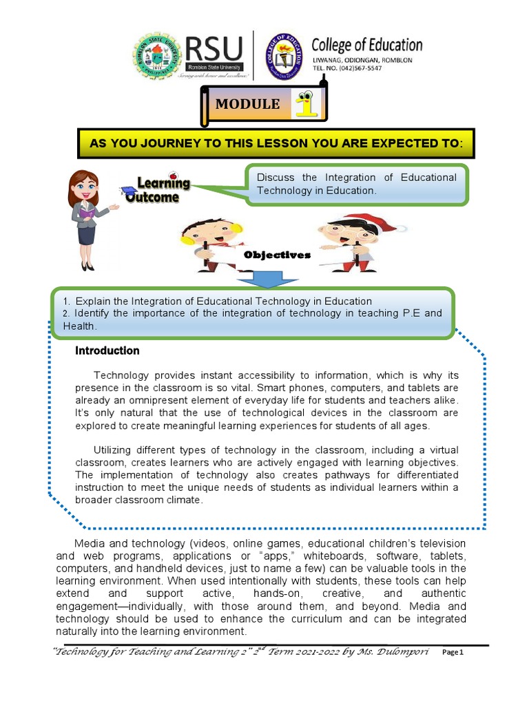MODULE FOR TEACHING AND LEARNING TECHNOLOGY 2 Revised 2022 New | PDF | Educational Technology ...