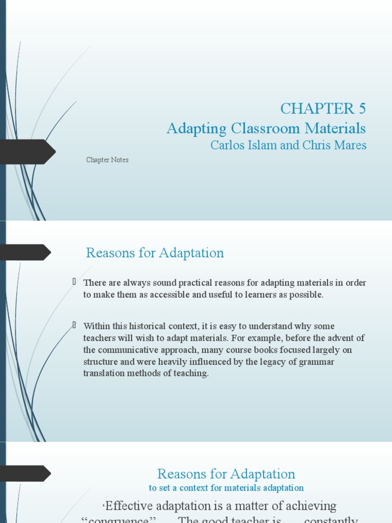 CHAPTER 5 - MAterial Adaptation - Islam and Mares | Download Free PDF | Learning | Learning Styles