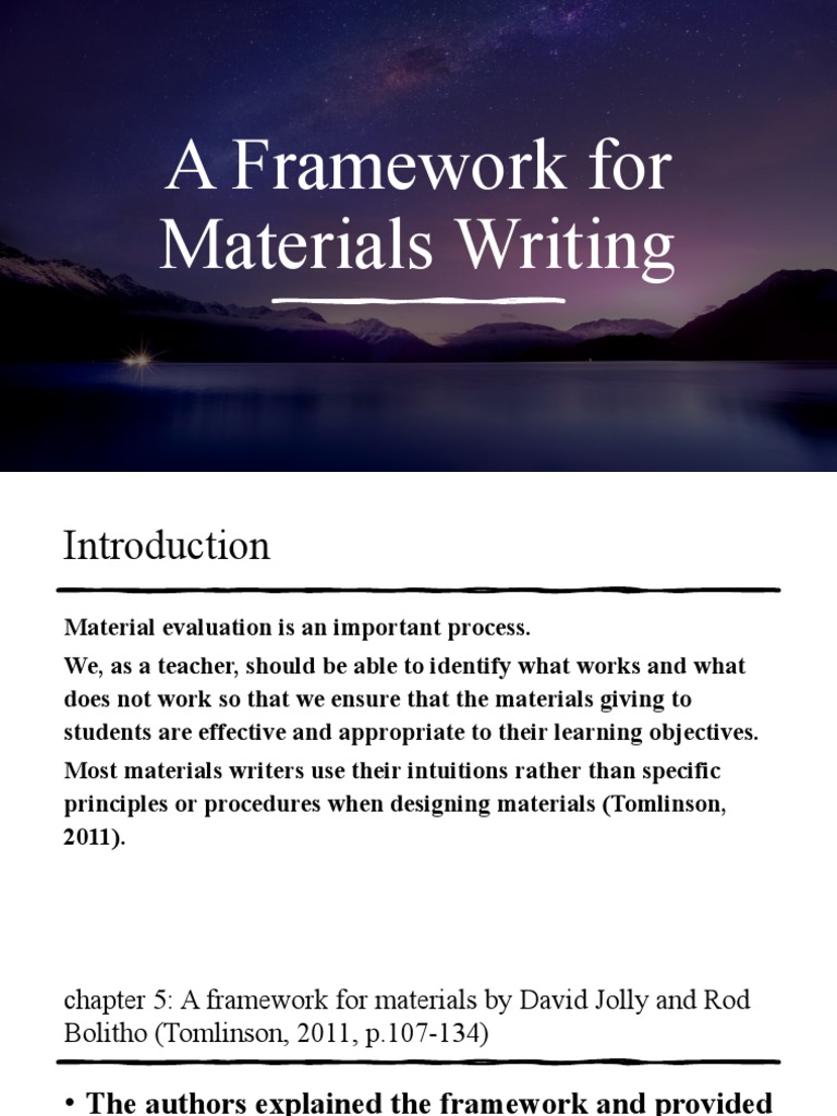 Materials Writing Framework Overview | PDF
