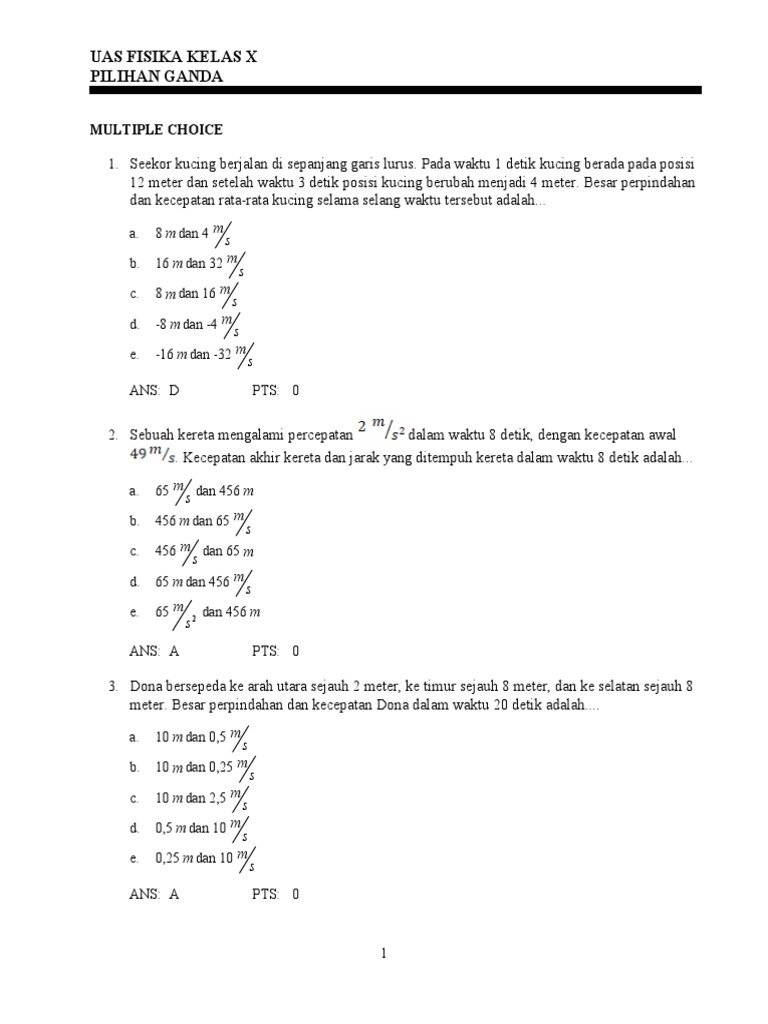 Soal Pas Fisika Ganjil 2022 | PDF