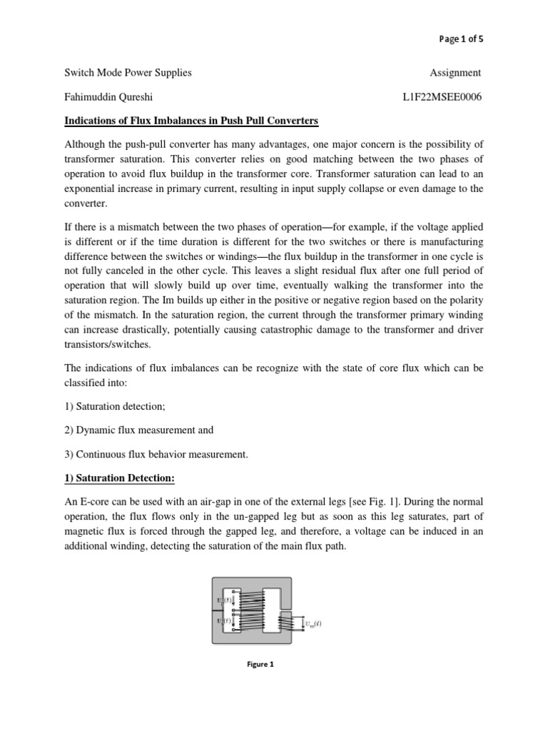 Flux Imbalances in Push Pull Converter | PDF | Transformer | Inductor
