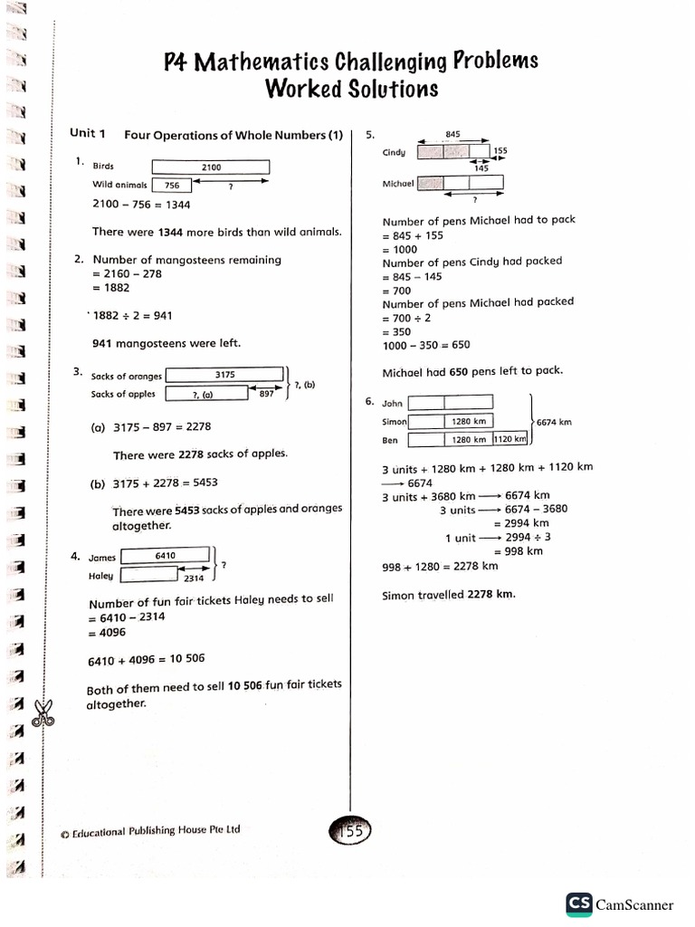 P4 Challenging Maths Answer Key | PDF