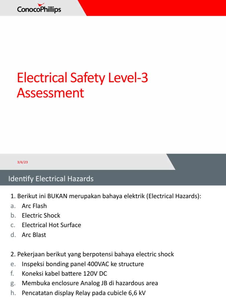Electrical Safety Level-3 Assessment | PDF | Teknologi & Rekayasa
