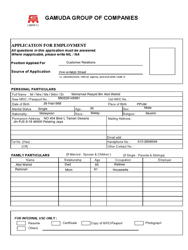 Application Form-GL | PDF | Employment