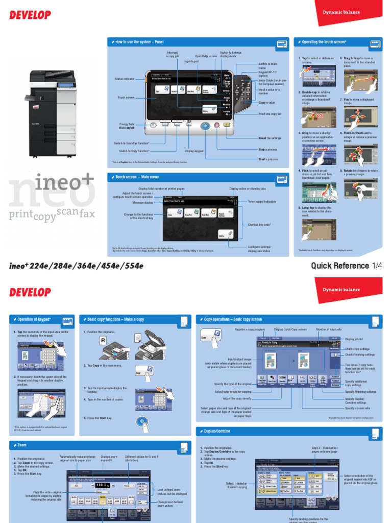 Ineo Plus 224e 284e 364e 454e 554e - Quick Reference - en - 1 0 0 | PDF ...