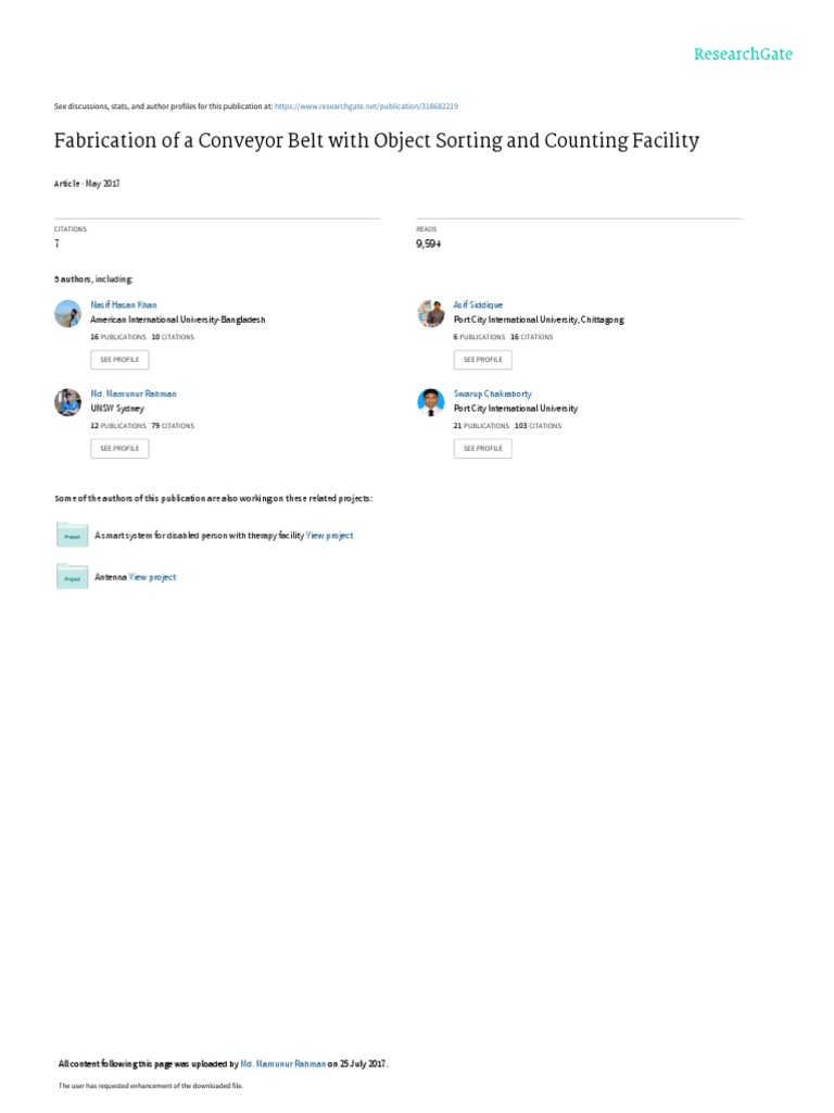 Fabrication of A Conveyor Belt With Object Sorting and Counting ...