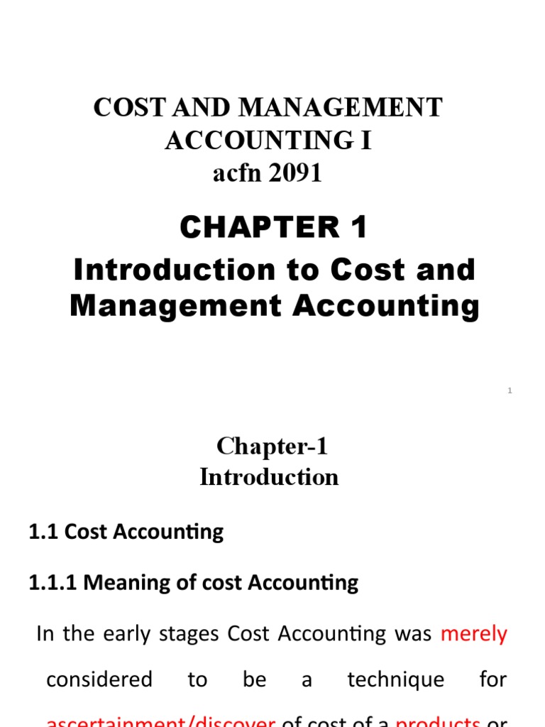 Chapter 1 Cost I | PDF | Accounting | Management Accounting