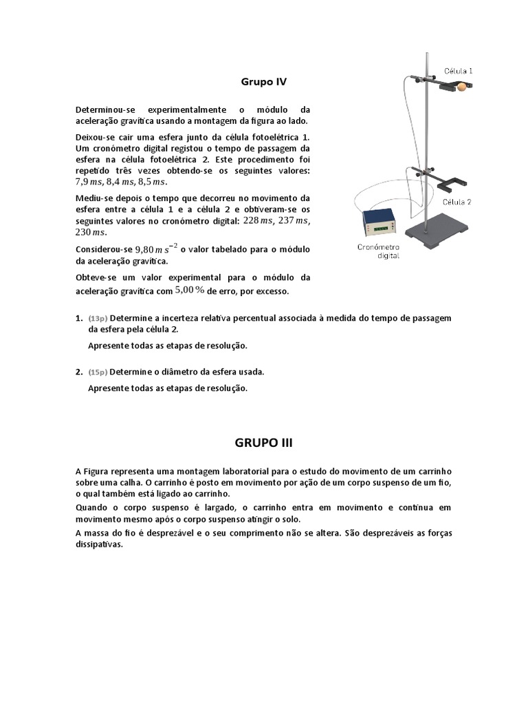 Testes FQ - 11 Com As AL | PDF | Velocidade | Aceleração