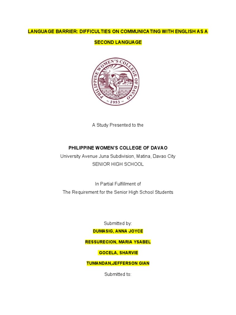 CHAPTER 1 Title Page Background of The Study | PDF | English Language | Linguistics