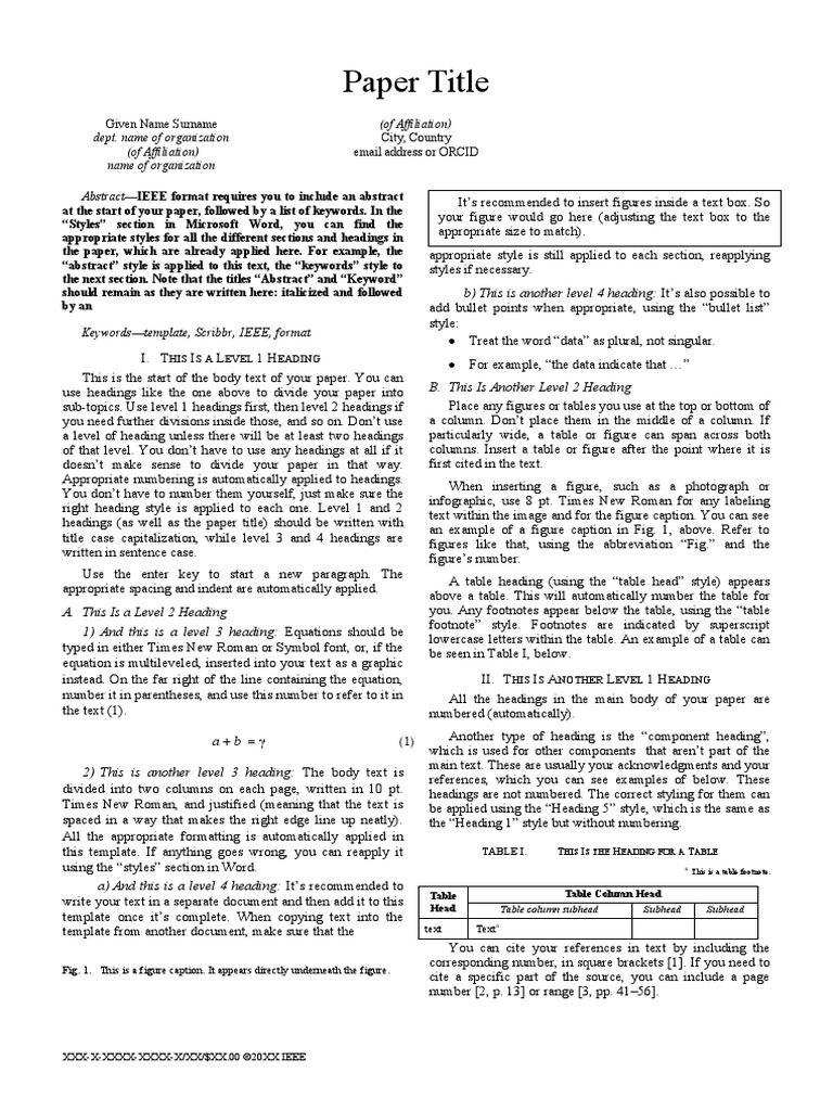 IEEE Paper Format Template | PDF | Note (Typography) | Times New Roman