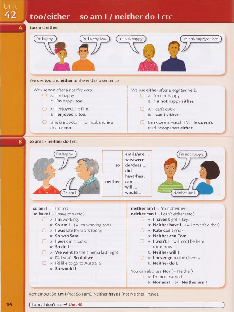 Too, Either, So, and Neither: Conjunctions Indicating Additional or ...