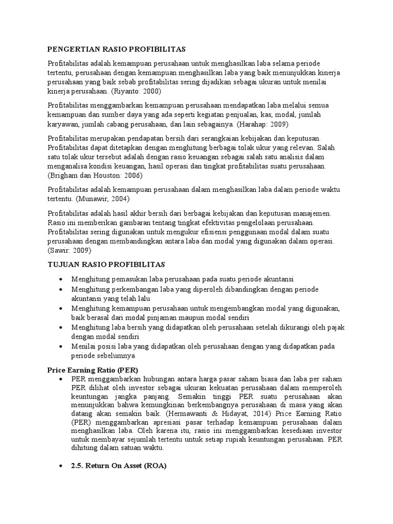 Pengertian Rasio Profibilitas | PDF | Bisnis