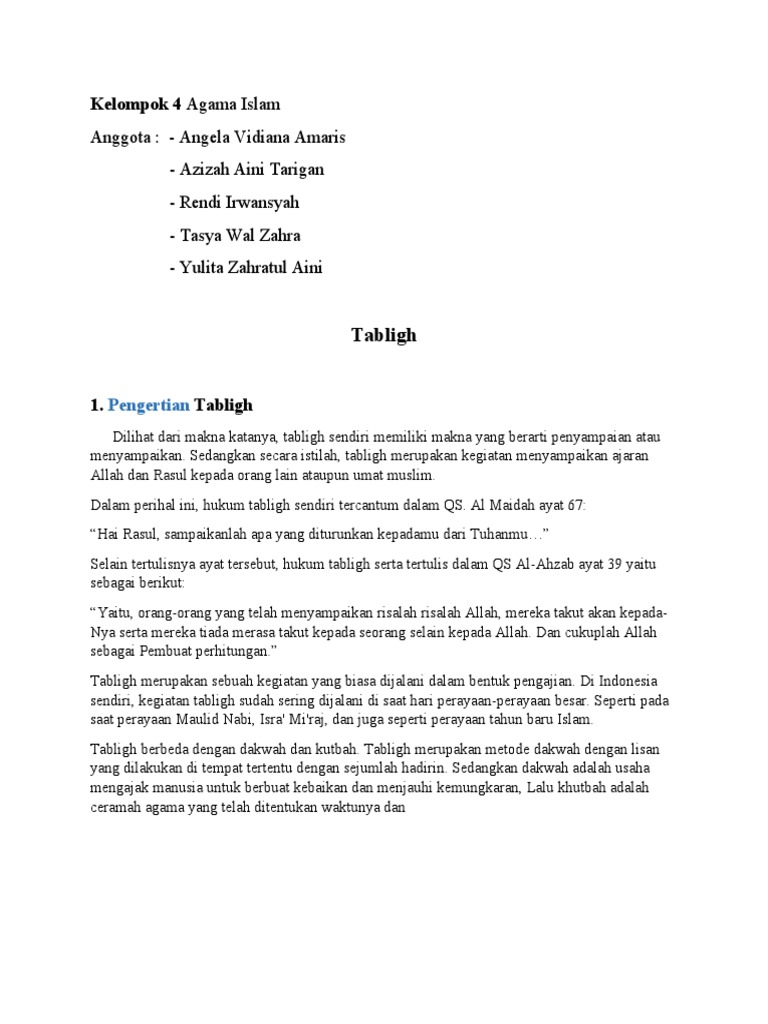 Kelompok 4 Tabligh | PDF | Agama & Spiritualitas