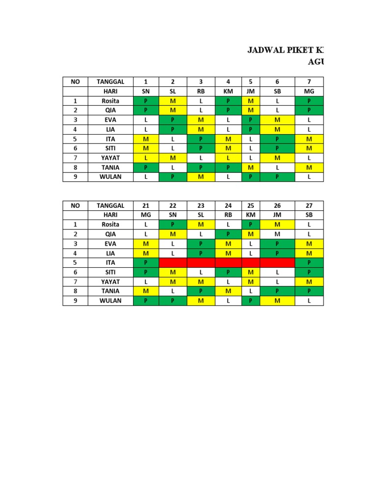 Jadwal Piket | PDF