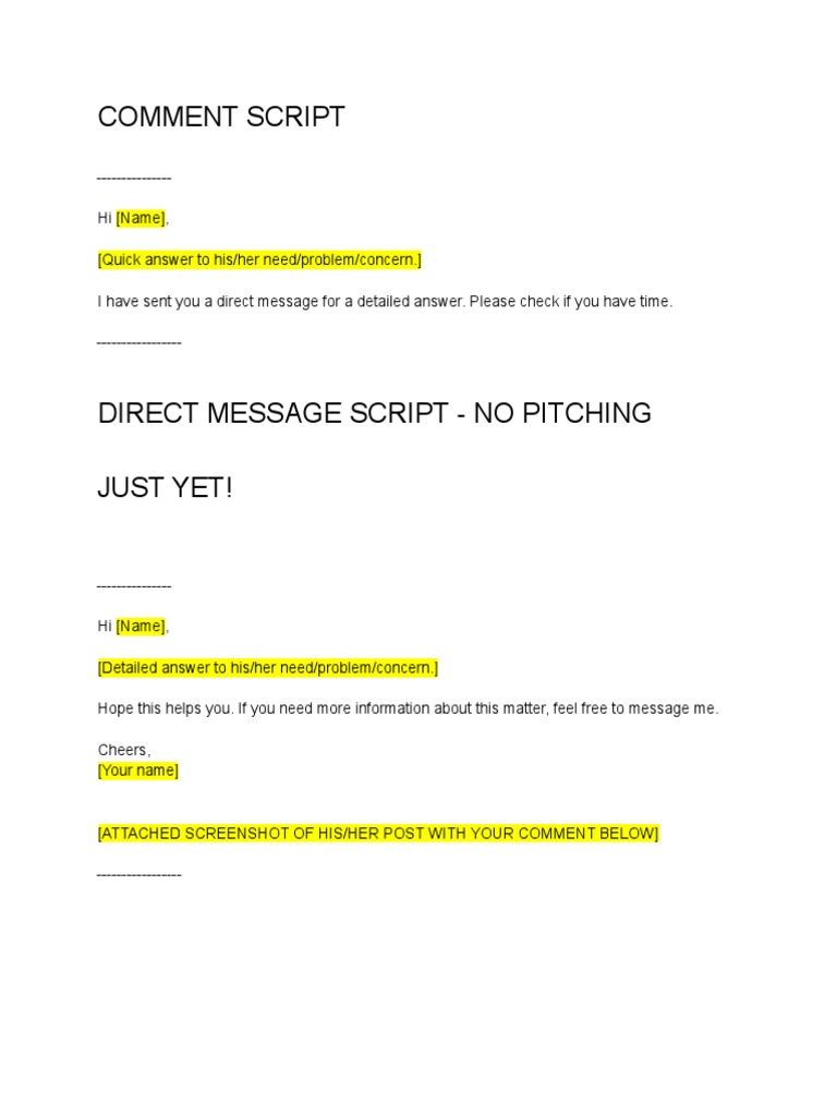 Lead Generation Script and Tracker For FB Group | PDF