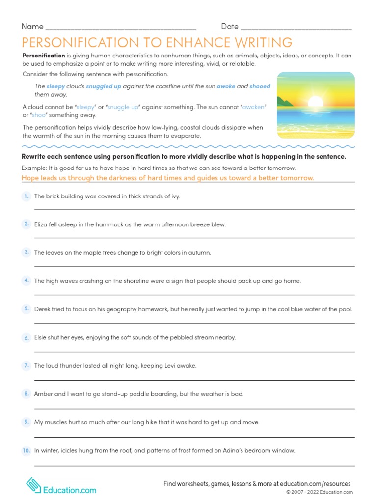 Personification To Enhance Writing | PDF