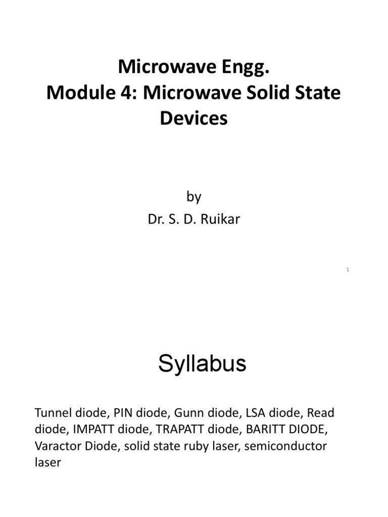 Module 4 Microwave Solid State Devices | PDF | Diode | P–N Junction