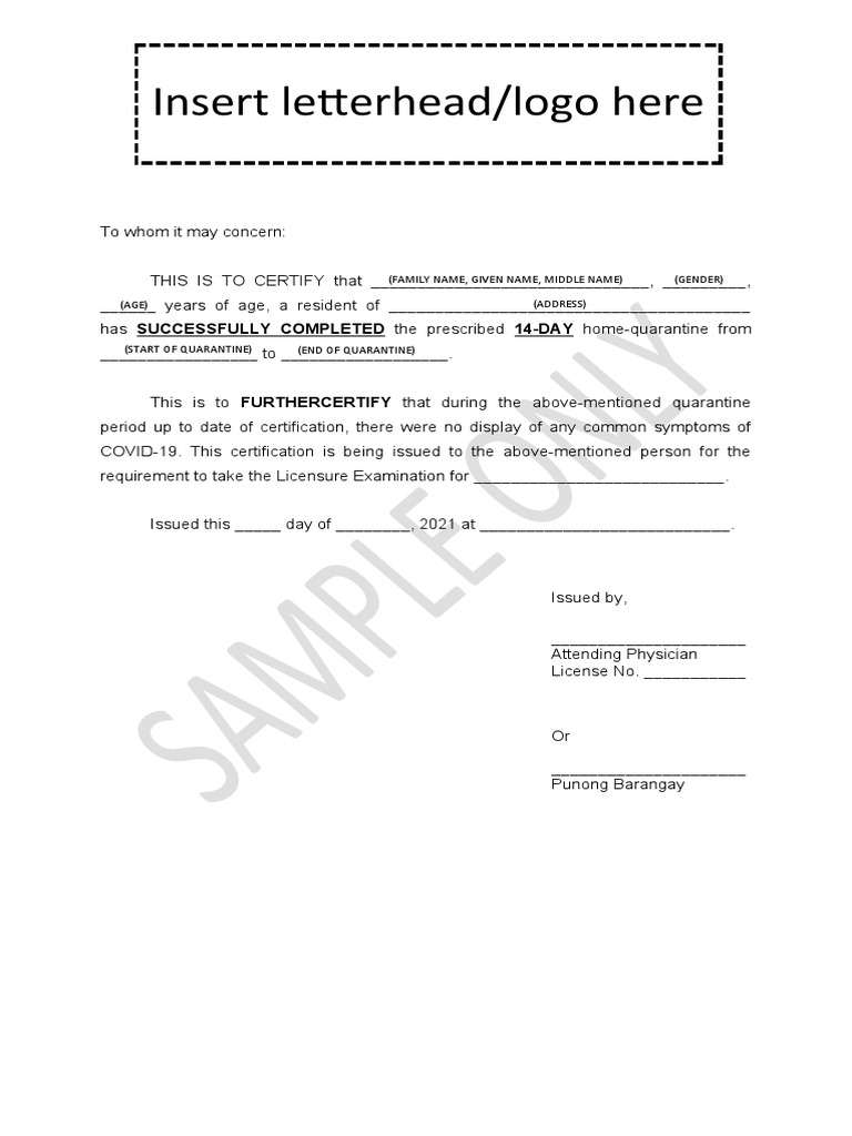 Quarantine Completion Certificate | PDF