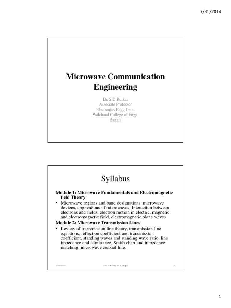 Microwave Communication Lecture Notes | PDF | Microwave | Waves