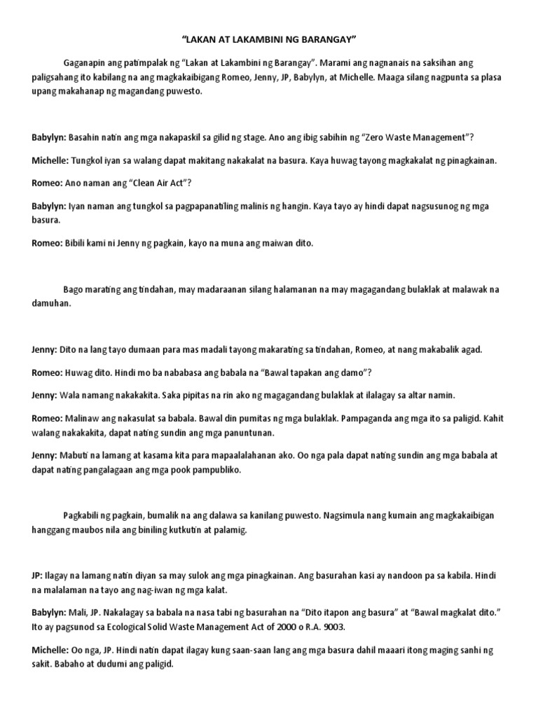 Lakan at Lakambini NG Barangay | PDF