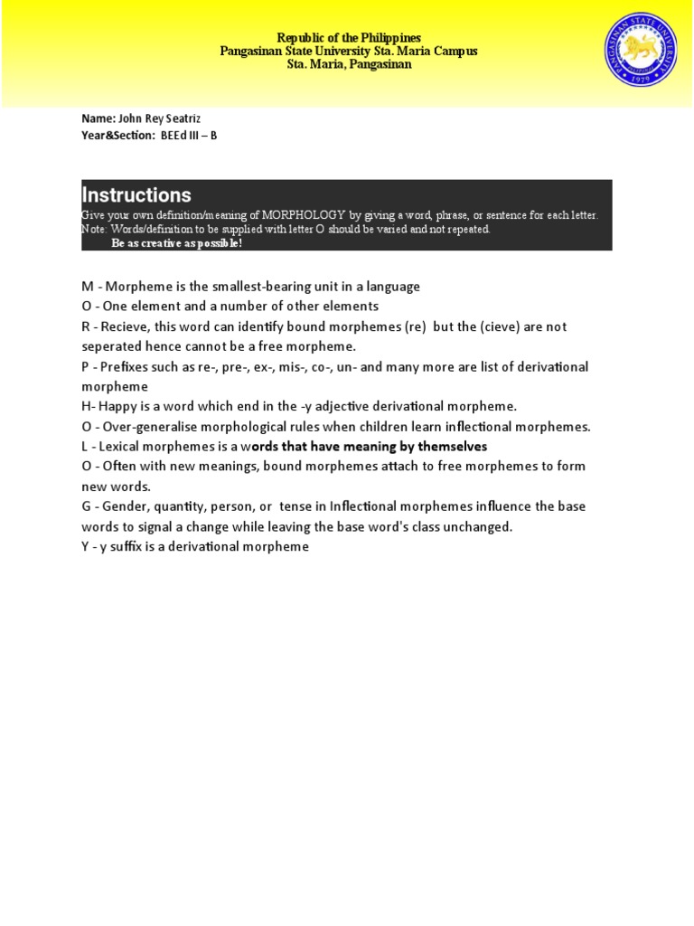 Activity Morphology Pdf