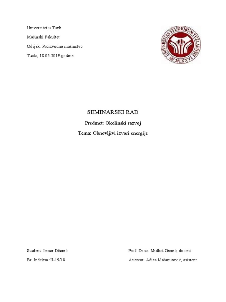 Okolinski Razvoj-Seminarski Rad | PDF