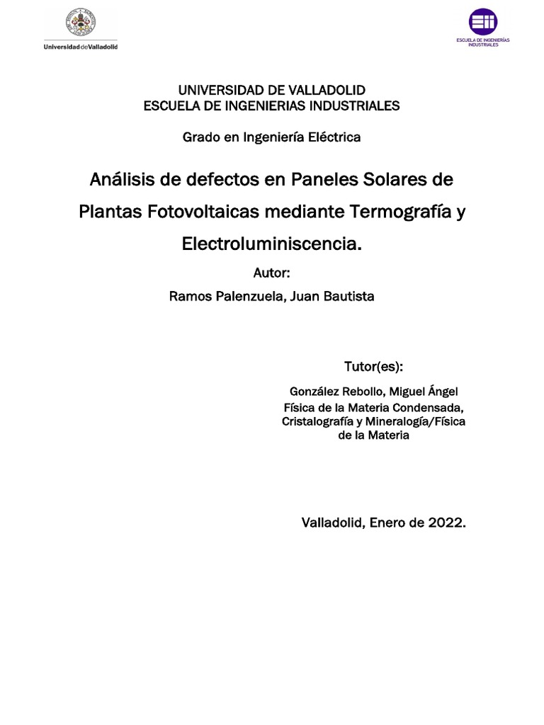 Análisis de Defectos en Paneles Solares de | PDF | Panel solar ...