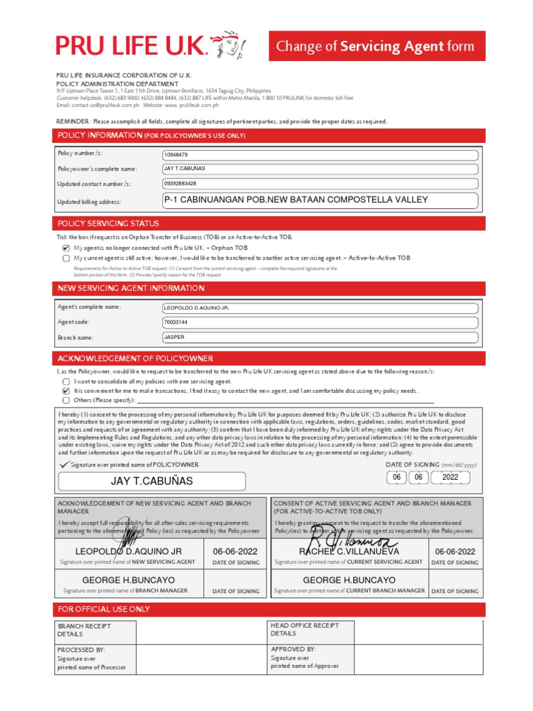 Change of Agent Form | PDF | Justice | Crime & Violence