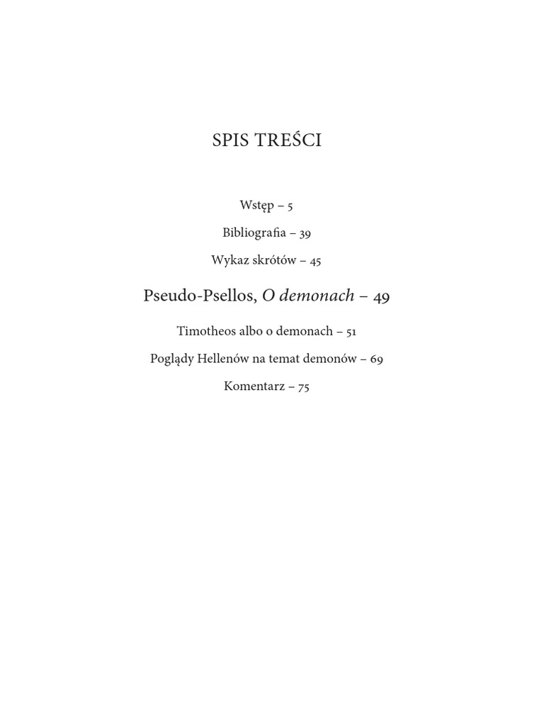 O Demonach Spis Tresci | PDF