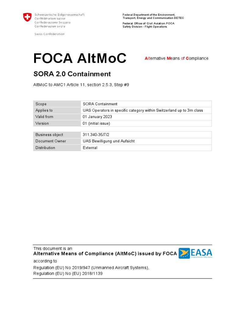 UAS-AltMoC-001-SORA-Containment-Risk Assessment | PDF | Unmanned Aerial Vehicle | Risk