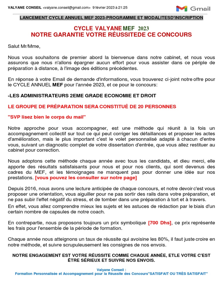 Programme Mef 2023 Valyane Conseil | PDF