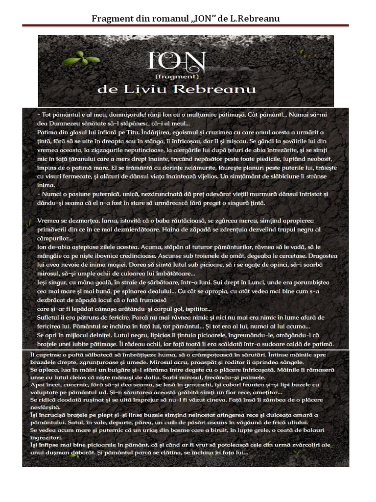 Fragment ION L.Rebreanu | PDF