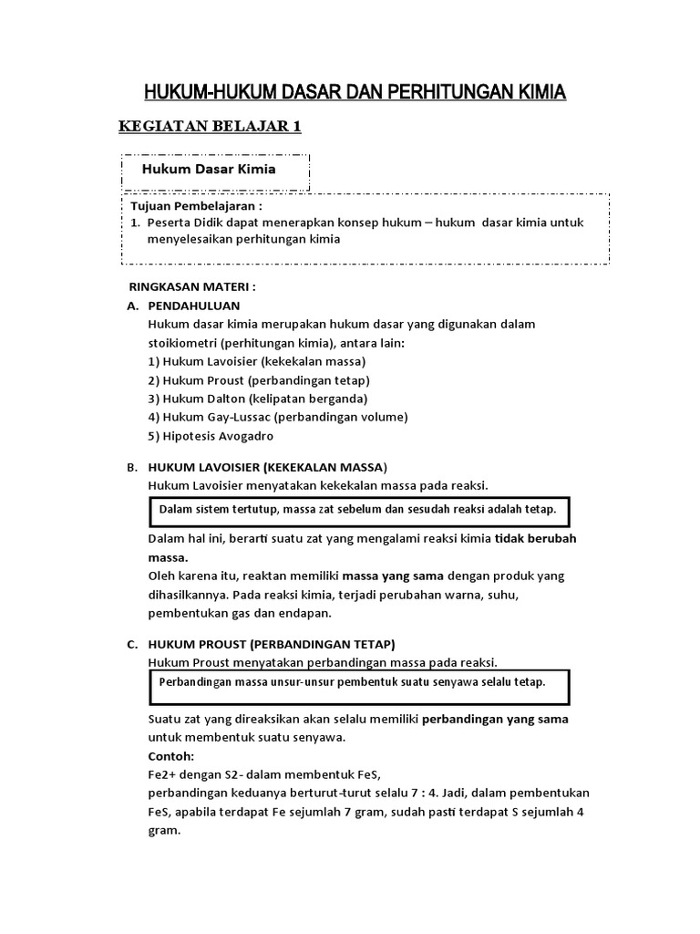 Hukum-Hukum Dasar Kimia | PDF