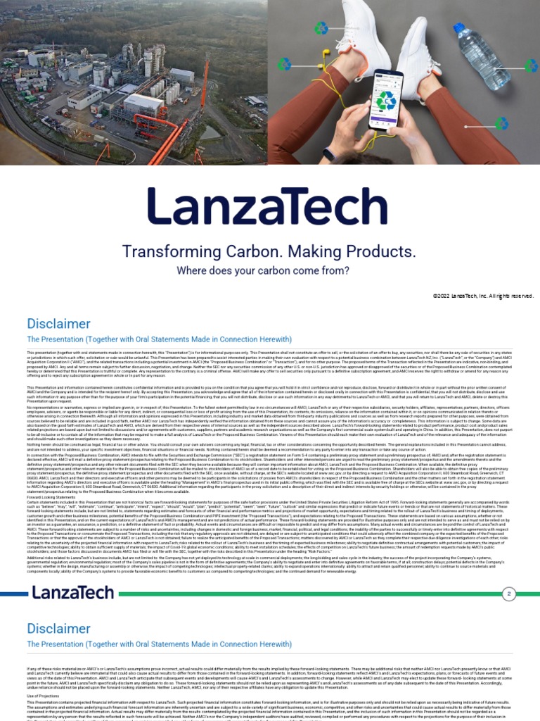 LanzaTech Investor Presentation - March 2022 - VF | PDF | Financial ...