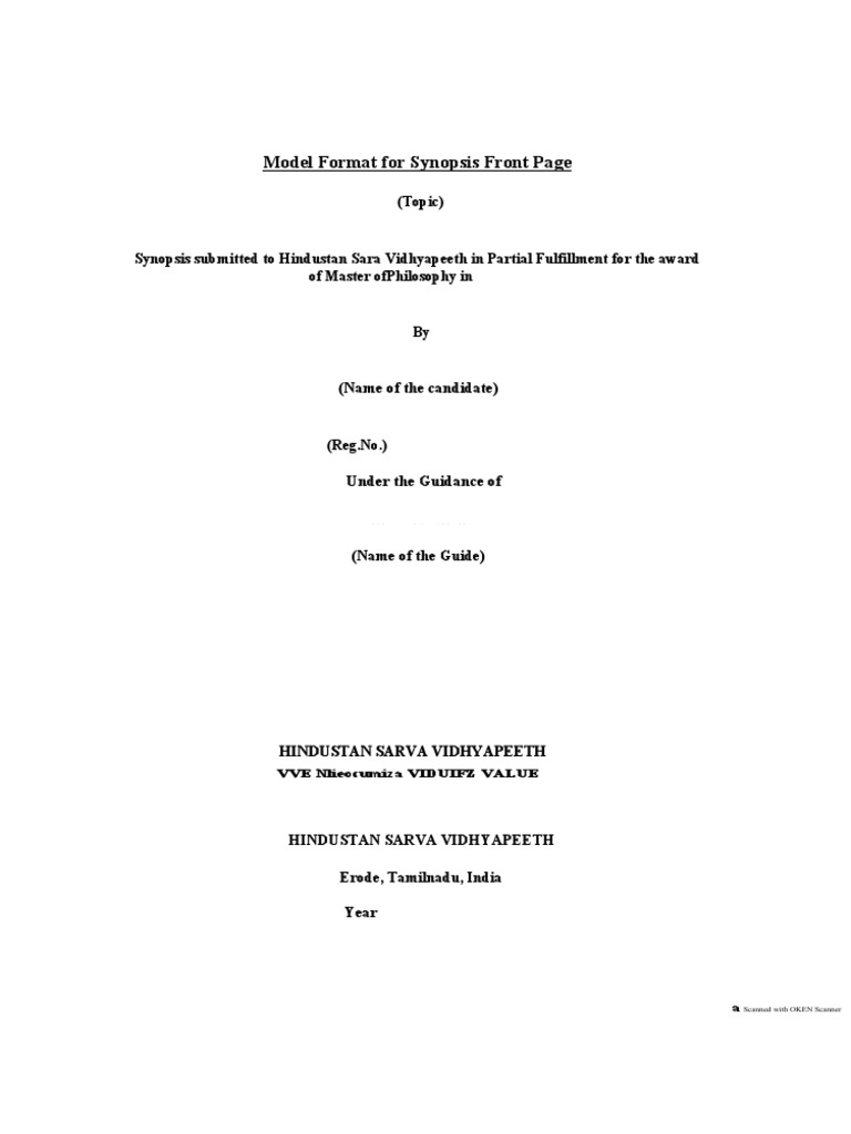 MPhil Synopsis Format Guide | PDF