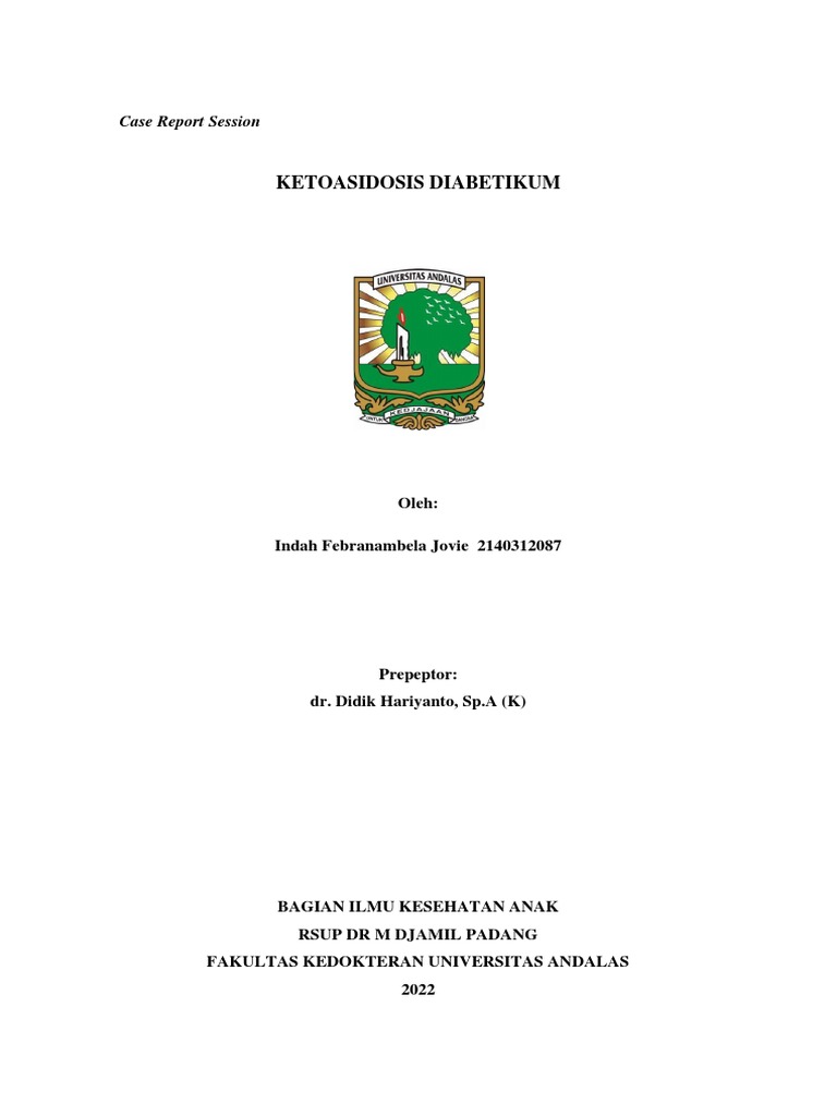 Ketoasidosis Diabetikum pada Anak: Laporan Kasus dan Tinjauan Pustaka | PDF