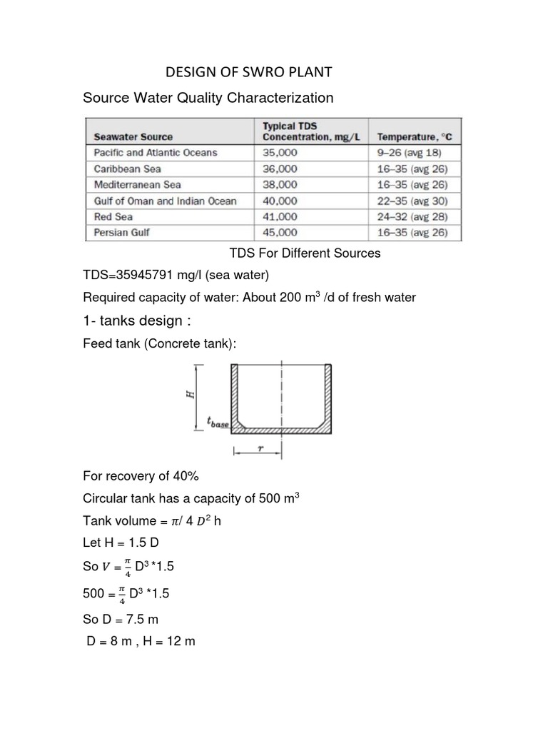 Design of Swro Plant | PDF | Membrane | Liquids