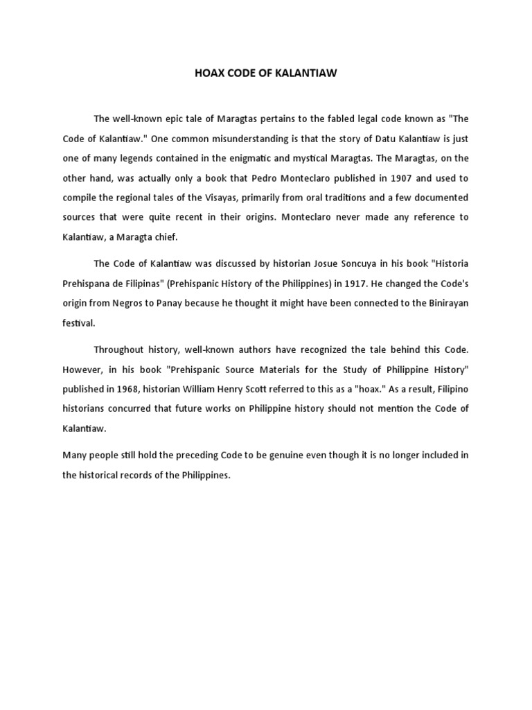 Hoax Code of Kalantiaw | PDF