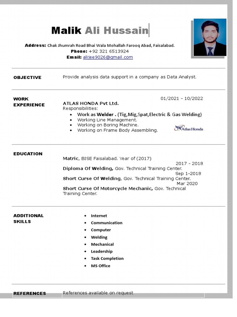 CV OF - Welding | PDF
