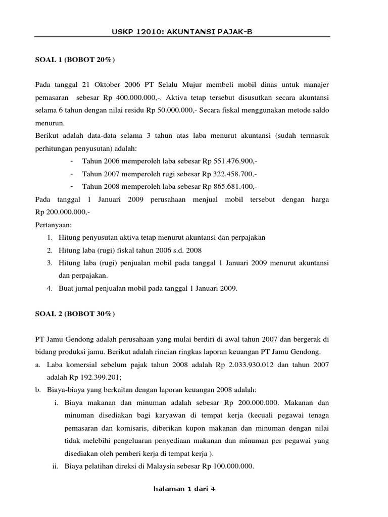 15 Soal-B Akuntansi - Pajak | PDF
