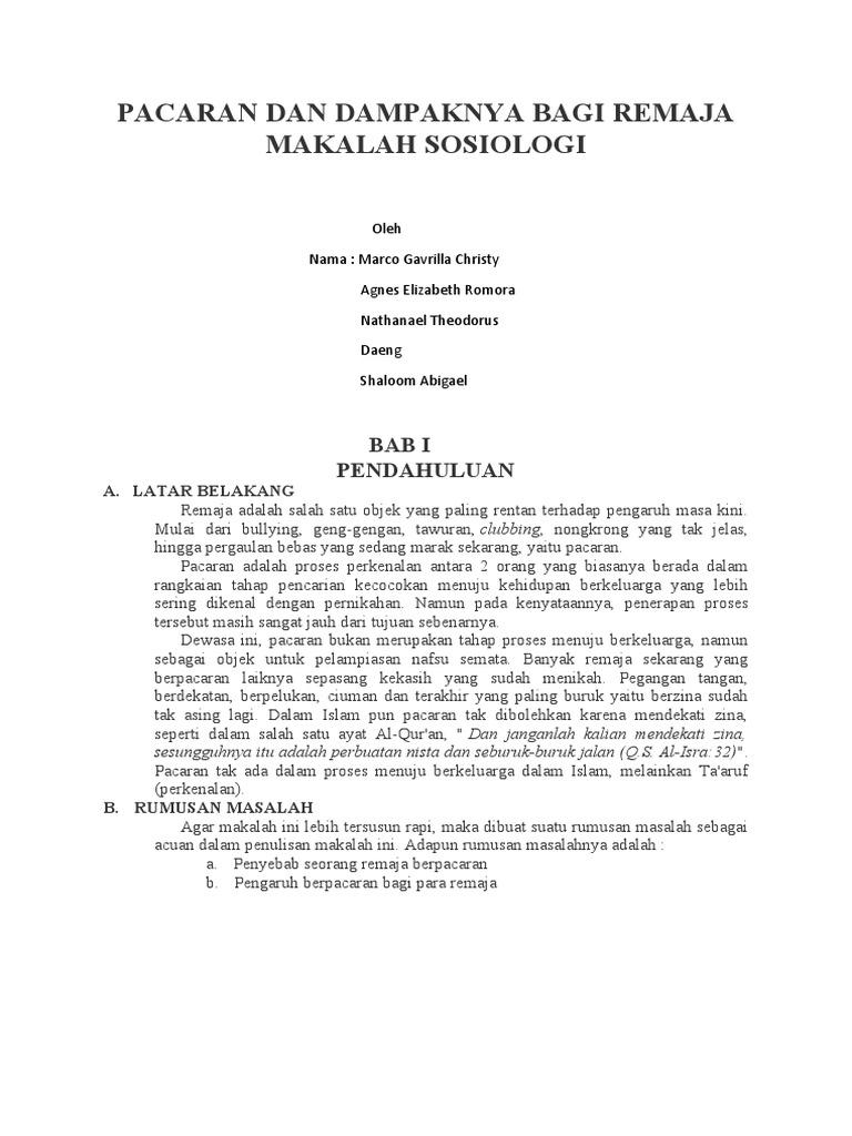 Dampak Negatif Pacaran Remaja | PDF