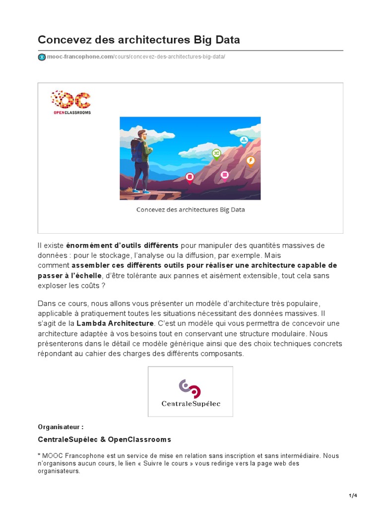 Concevoir une architecture Big Data | PDF | Big data | Cours en ligne ...