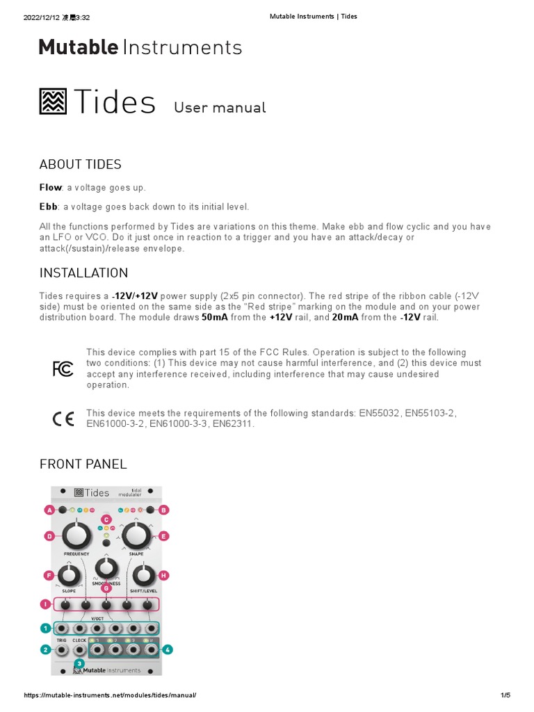 Mutable Instruments - Tides | PDF | Phase (Waves) | Electronics