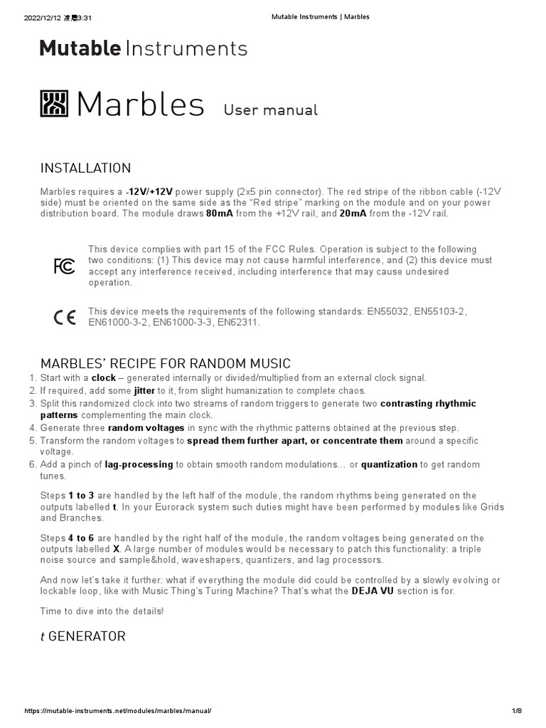 Mutable Instruments - Marbles | PDF | Computer Engineering | Computing