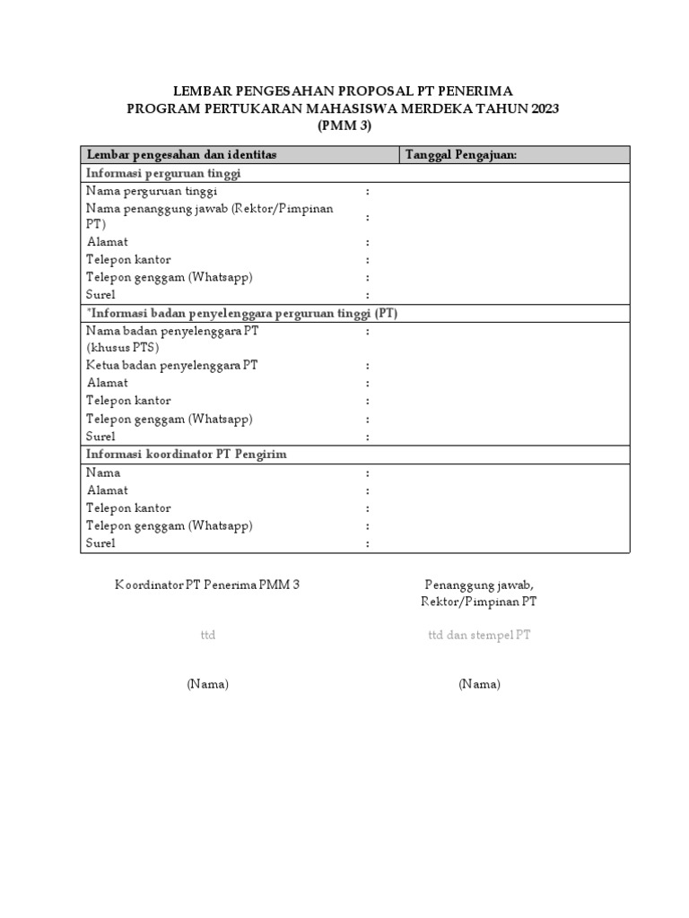 9 Lembar Pengesahan PT Penerima PMM 3 | PDF