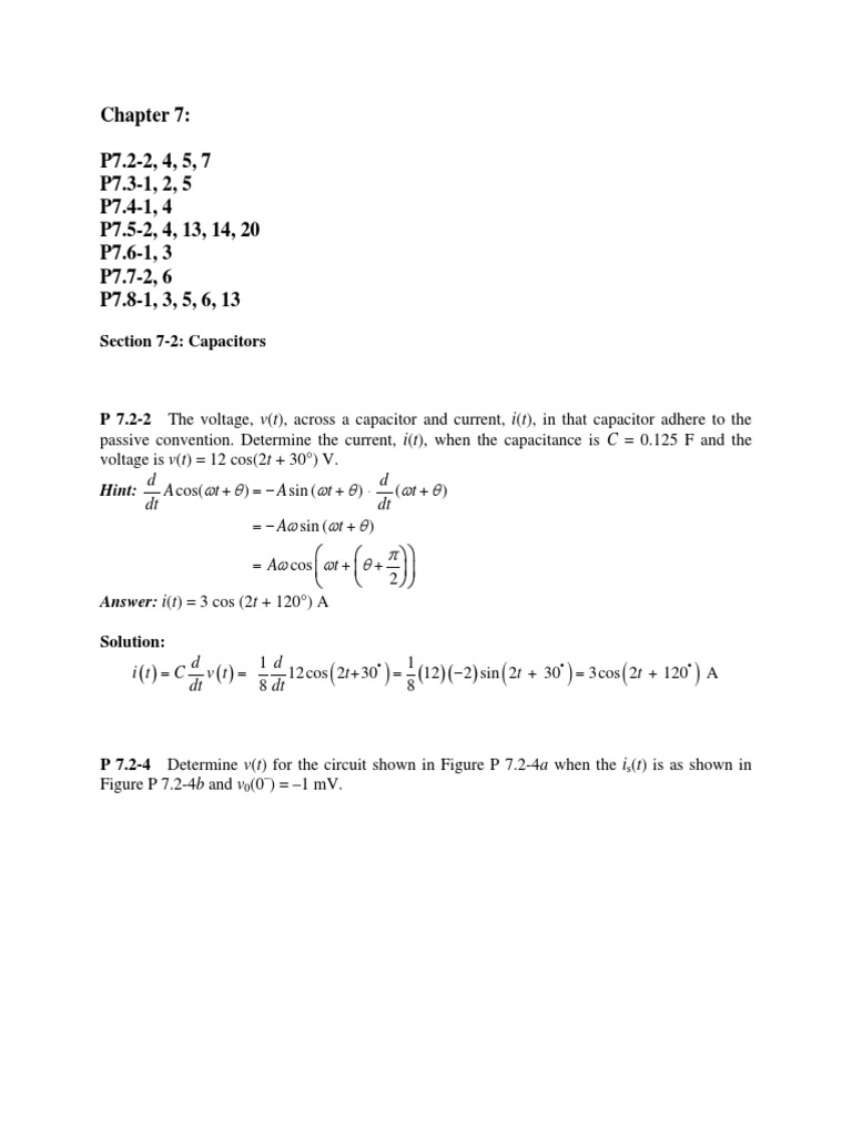 Chapter 7 Homework Solution | PDF | Electrical Network | Capacitor