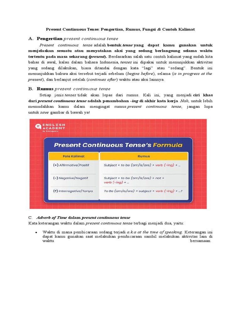 Present Continuous Tense Kelas 8 | PDF | Seni & Disiplin Bahasa