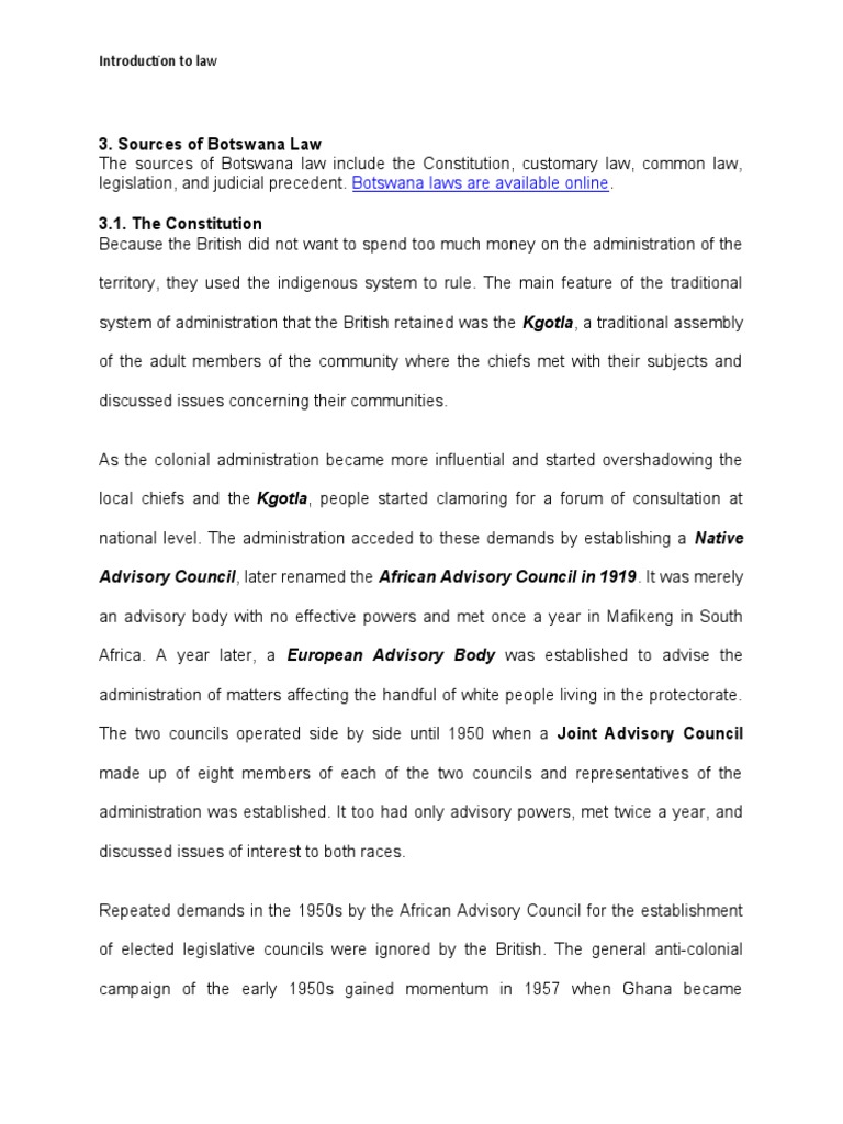 Sources of Law in Botswana | PDF | Precedent | Common Law