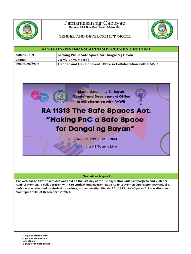 Safe Spaces Act Webinar Report | PDF